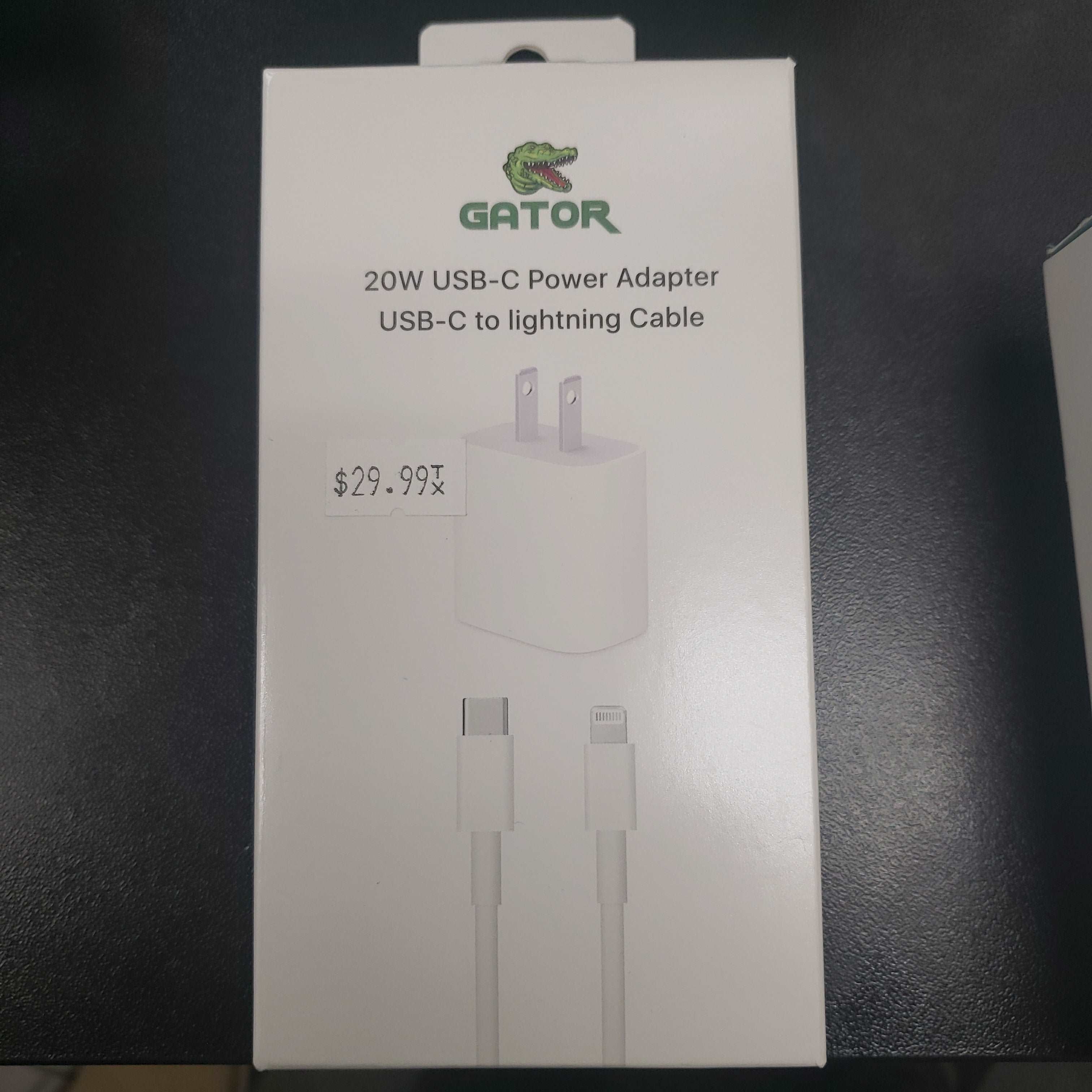 GATOR 20 WATT USB-C POWER ADAPTER AND USB-C TO LIGHTNING CABLE